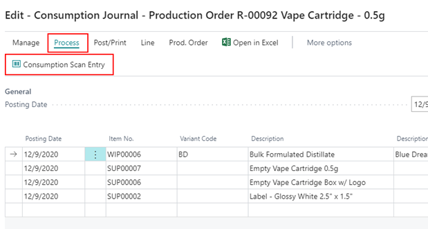 Consumption Journal Improvements