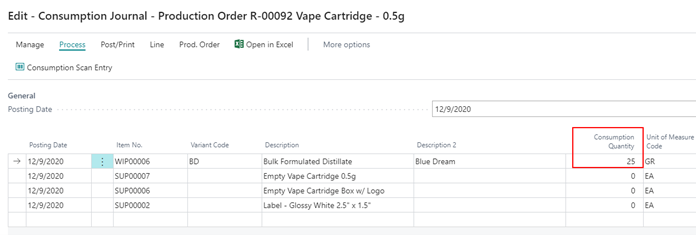 Consumption Journal Improvements