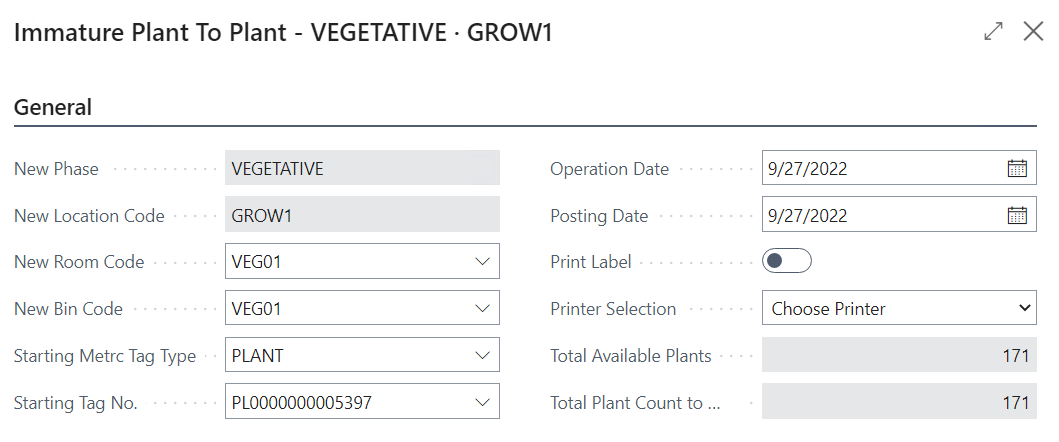 Cultivation - Change Phase – Immature Plant to Plant