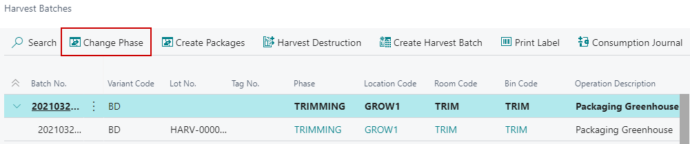 Cultivation - Appendix - Function Run Codes - Harvest Batch Phase Change
