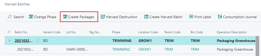 Cultivation - Appendix - Function Run Codes - Harvest Batch to Package