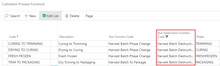 Cultivation - Appendix - Function Run Codes - Harvest Batch Destruction