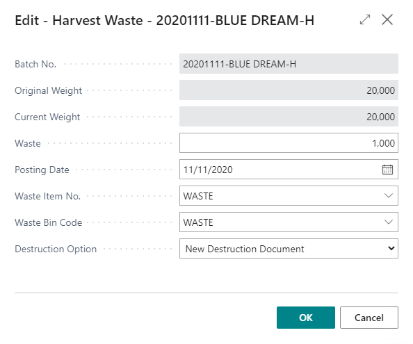 Cultivation - Appendix - Function Run Codes - Harvest Batch Destruction
