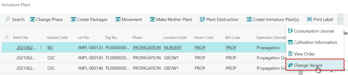 Cultivation - Appendix - Function Run Codes - Plant Variant Change