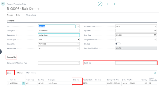 CBC Manufacturing - Batch No. Tracking
