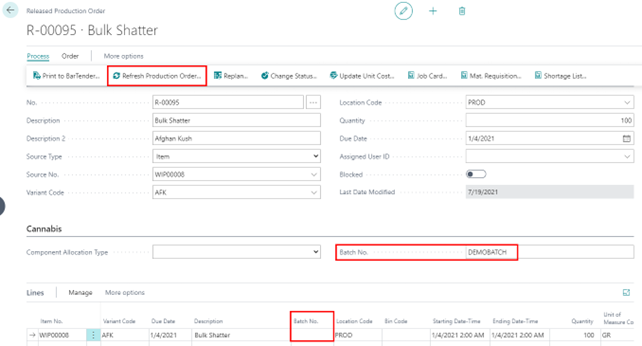 CBC Manufacturing - Batch No. Tracking