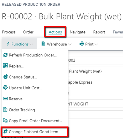 CBC Manufacturing - Change FG Source Item No.