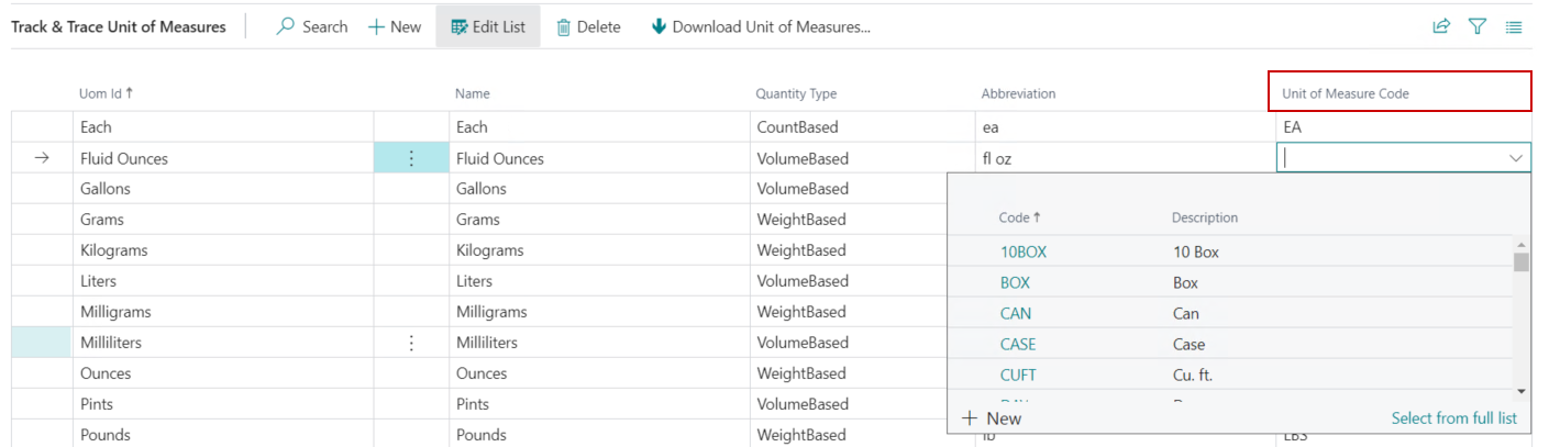 SilverLeaf Track & Trace Unit of Measures